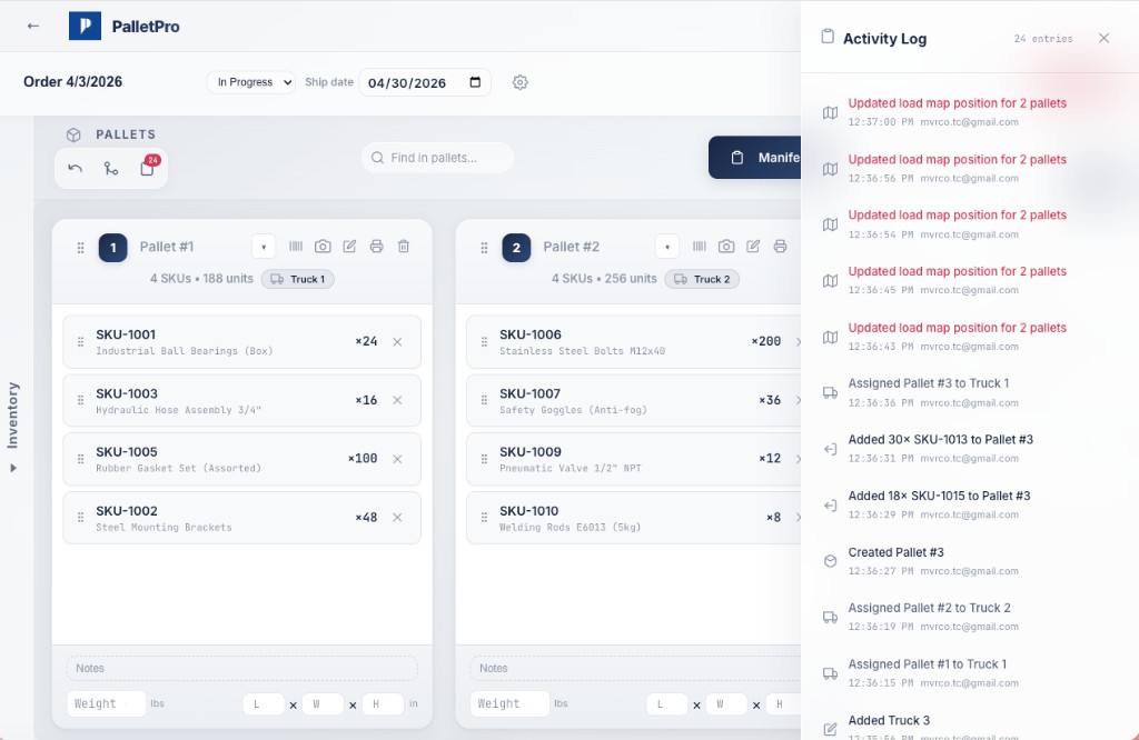 PalletPro | Pallet Consolidation & Warehouse Manifest Software